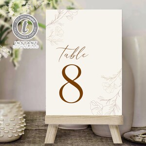 Printable Boho Table Number Card Template, Modern Wedding Table Numbers ...