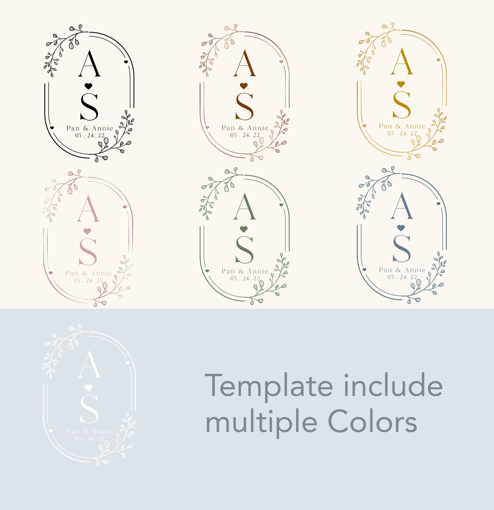 Multiple Color Floral Wedding Logo,editable Template, Wedding Monogram ...