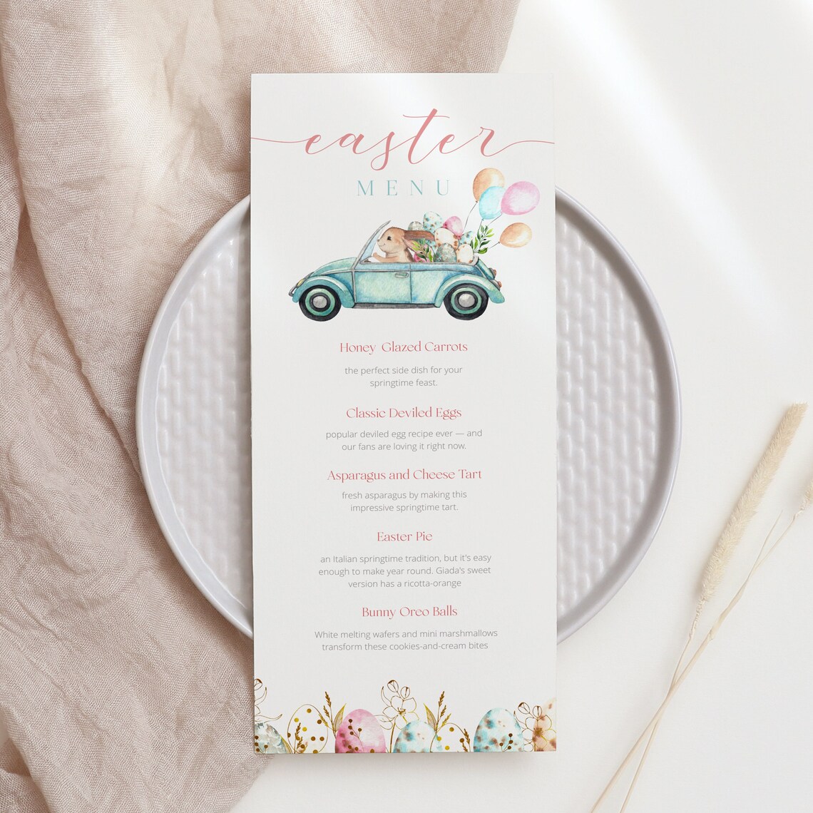 Easter Menu Template, Easter Brunch Menu, Bunny Printable Menu ,easter ...