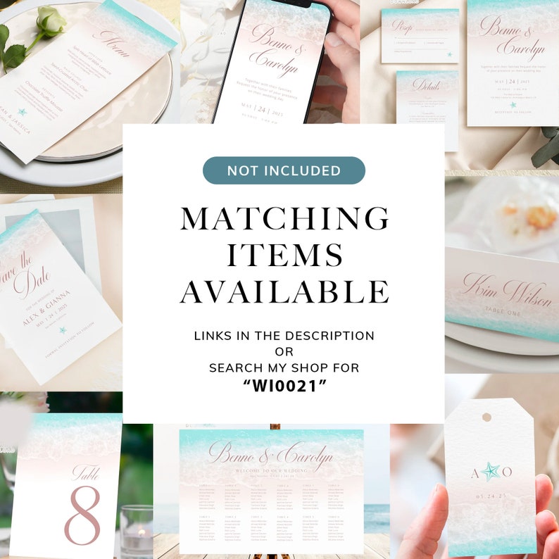 Beach Wedding Menu Template,instant Download,beach Themed Menu Template ...
