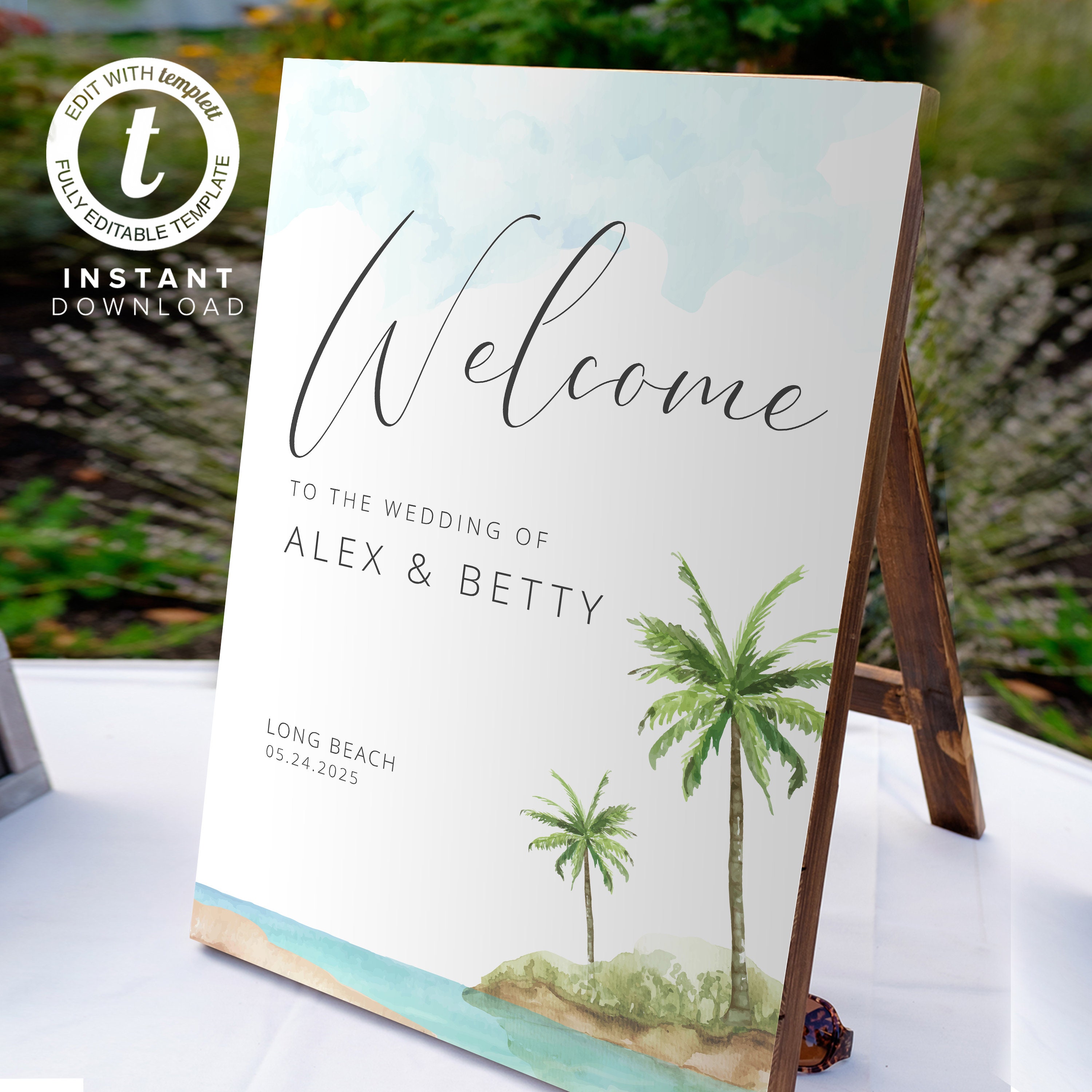 Beach Ocean Wedding Welcome Sign Template, Summer Ocean Wedding Sign ...