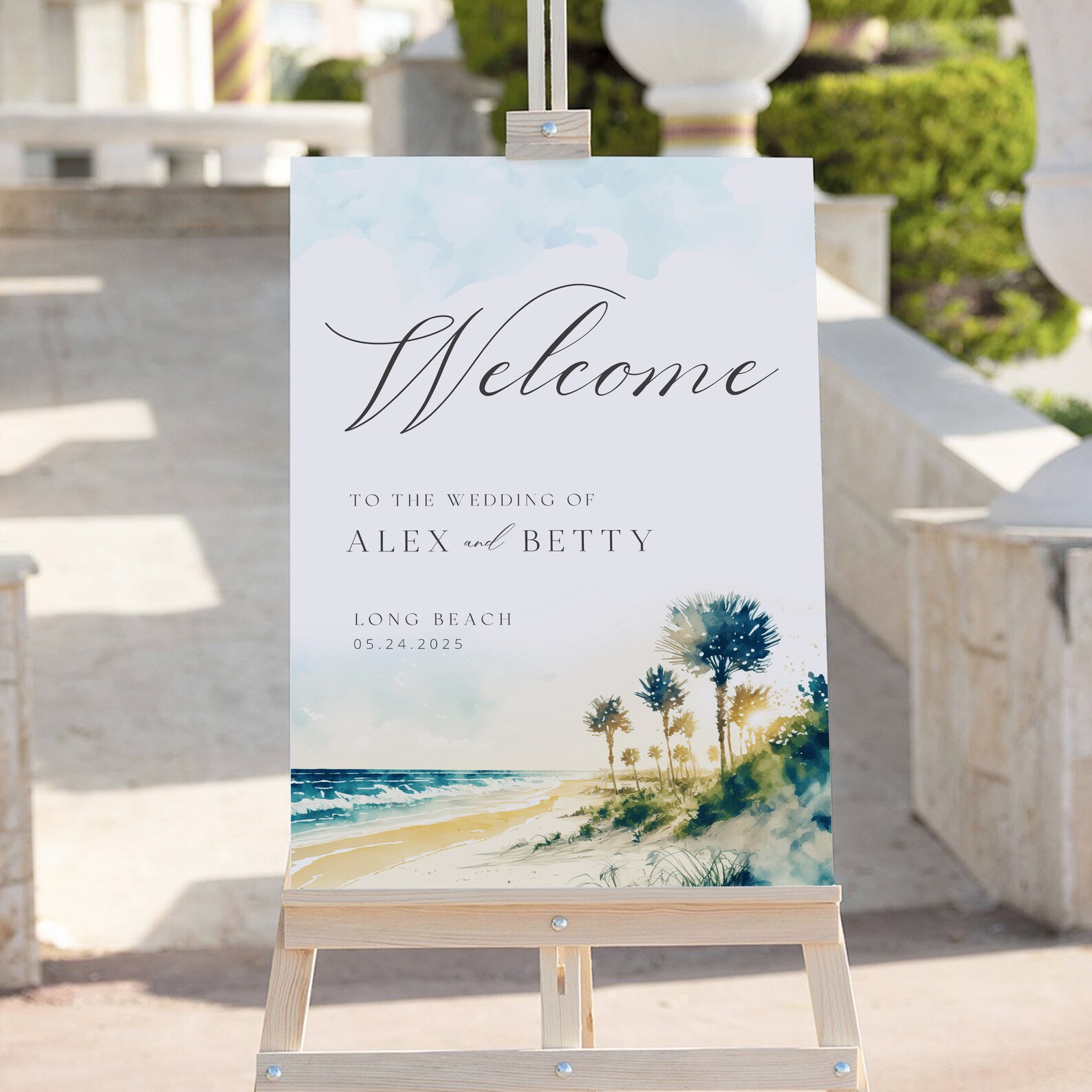 Beach Ocean Wedding Welcome Sign Template, Ocean Wedding Sign Printable ...
