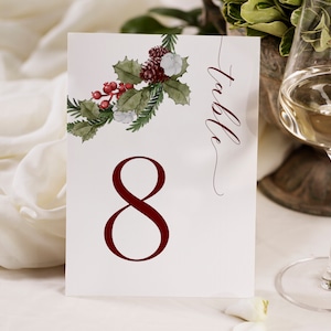 Christmas Table Numbers Template, Holiday Table Numbers, Winter Wedding ...