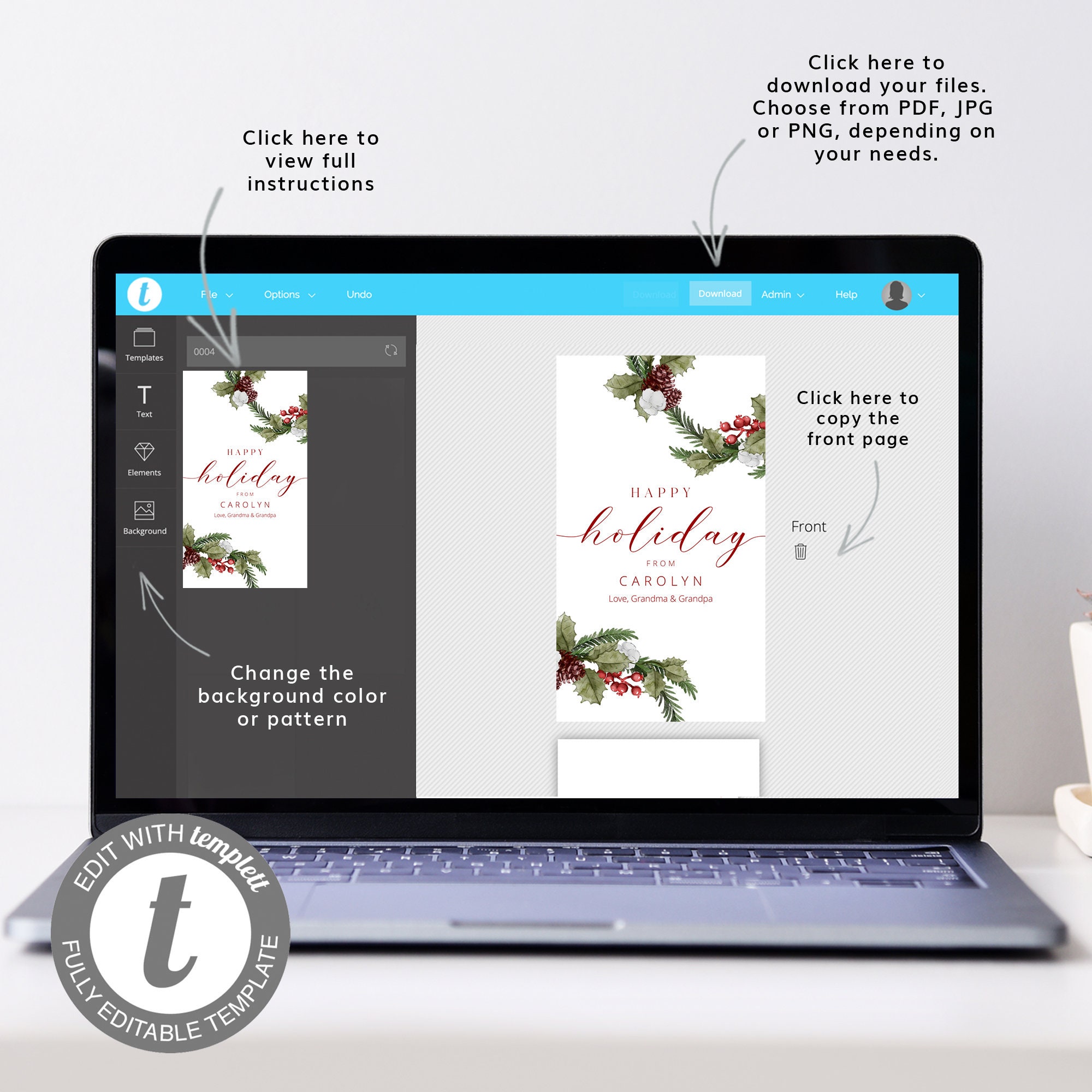 Personalized Editable Christmas Gift Tags Template, Printable Holiday ...