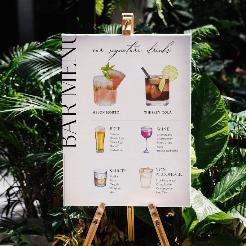 Editable Bar Menu Template, Editable Drink Menu Template, Minimalist ...