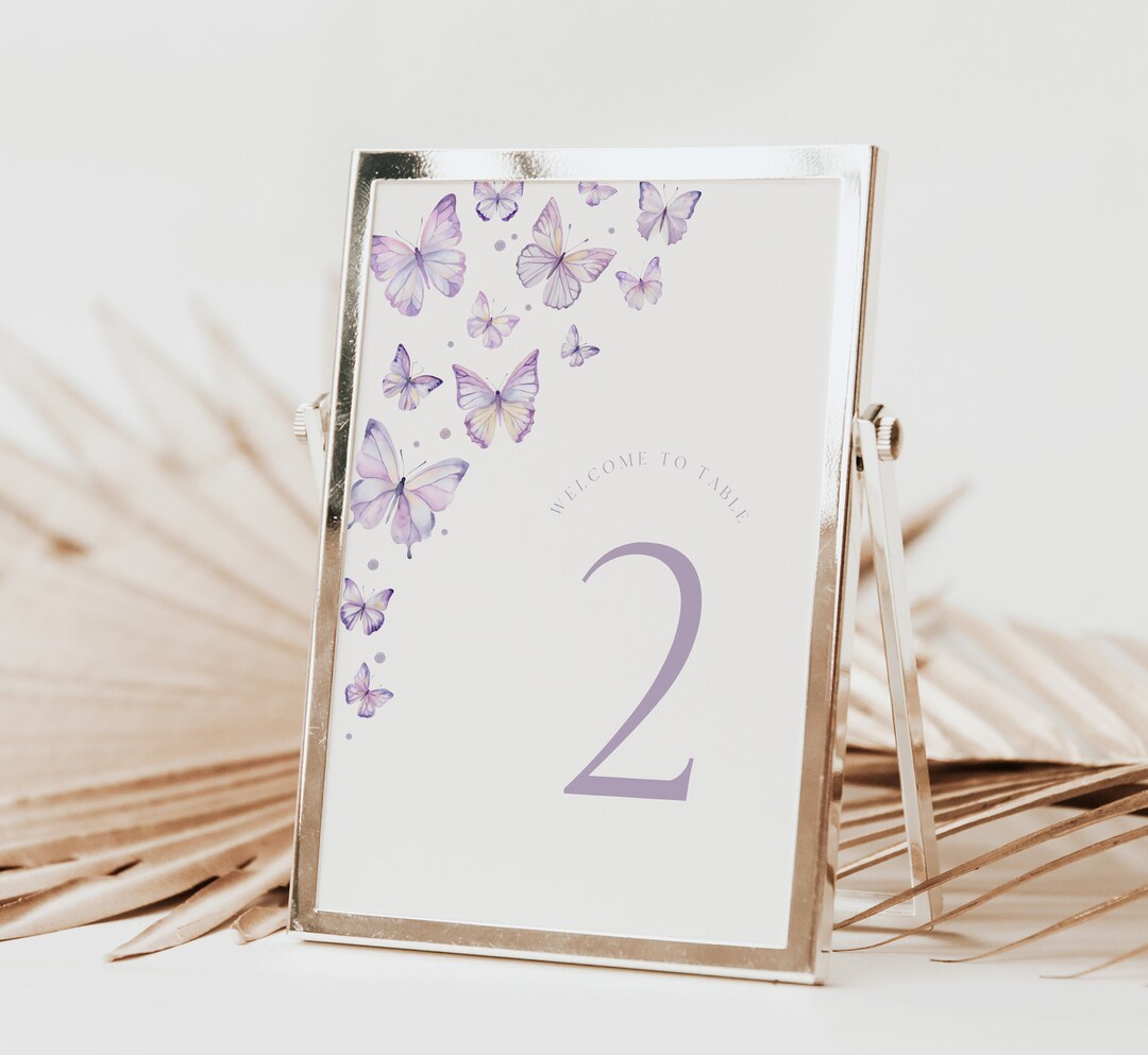 Butterfly Table Number Card Template: Elegant Wedding Decor (digital ...