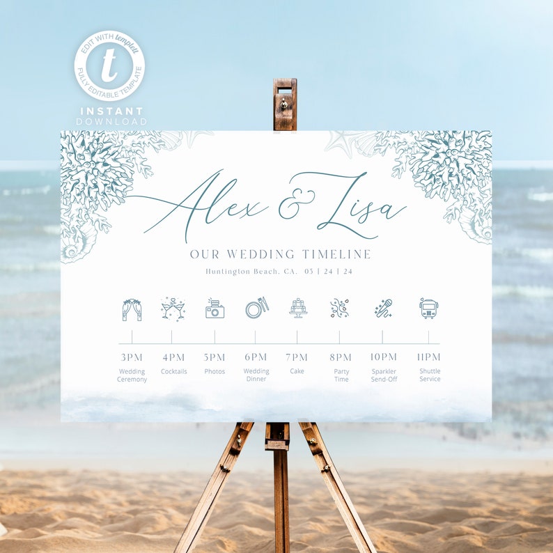 Blue Ocean Timeline Template Schedule of Events Beach - Etsy Australia