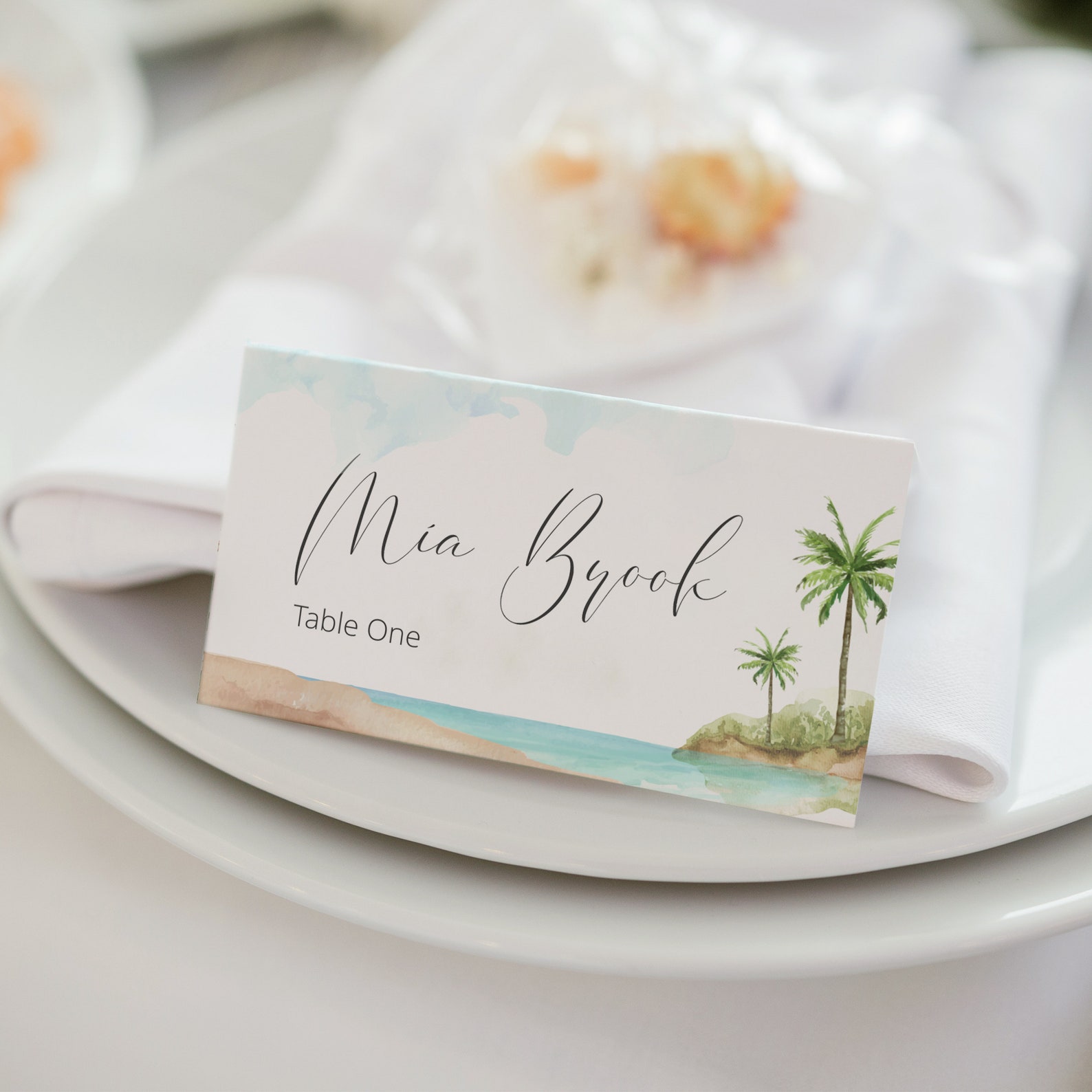 Ocean Beach Theme Place Card Template,summer Beach Card Template ...