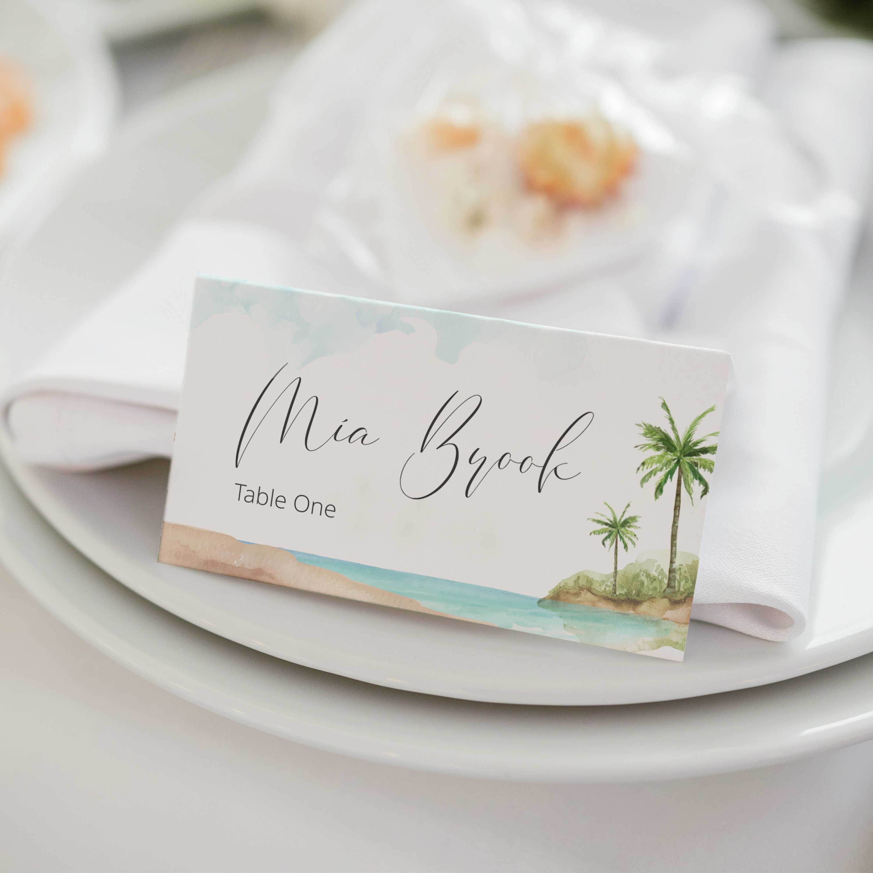 Ocean Beach Theme Place Card Template,summer Beach Card Template ...