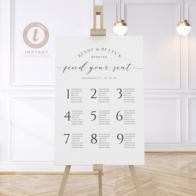Minimalist Seating Chart,modern Wedding Seating Chart, Boho Wedding ...