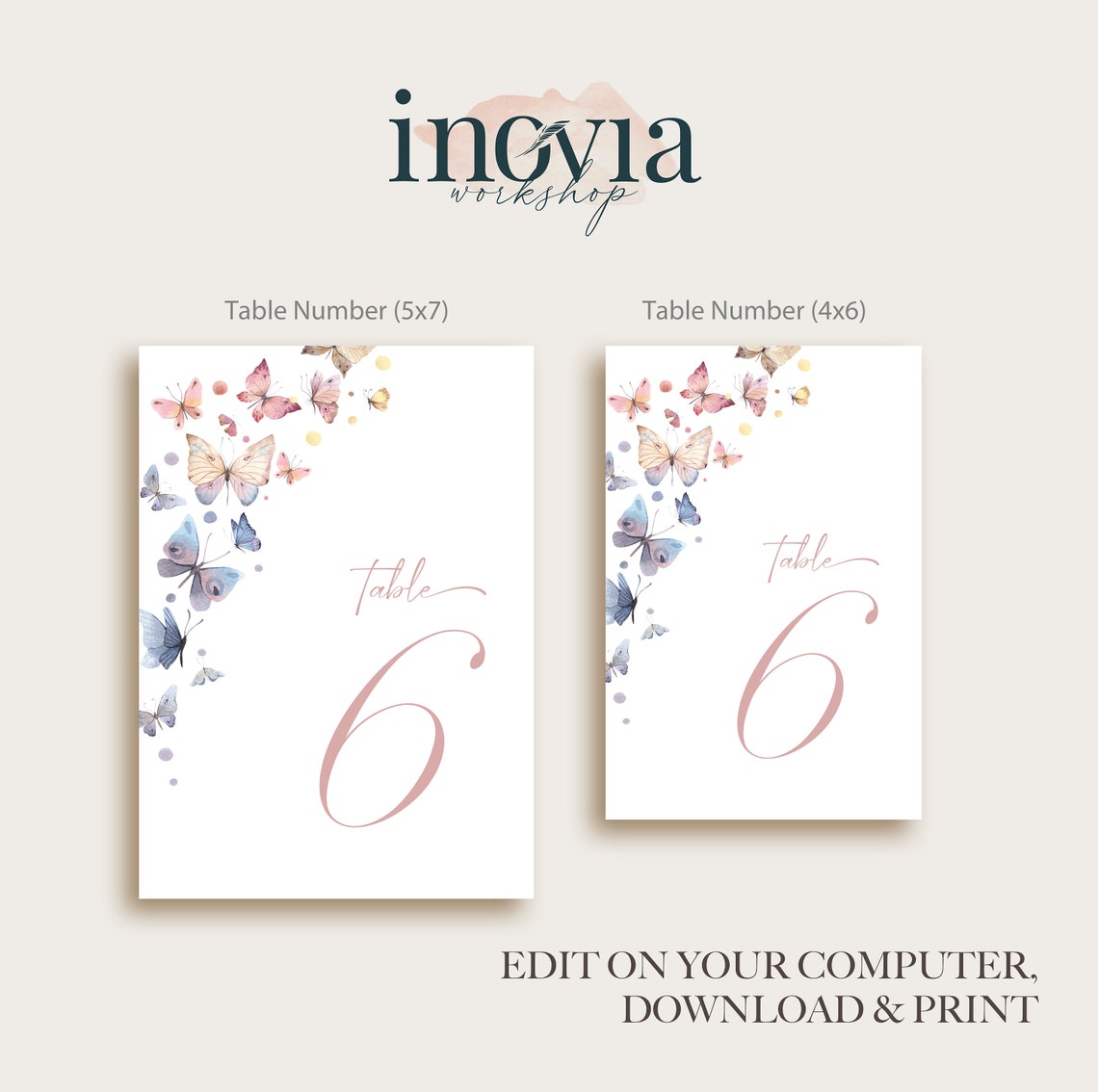 Butterfly Table Number Card Template Printable Table Number - Etsy