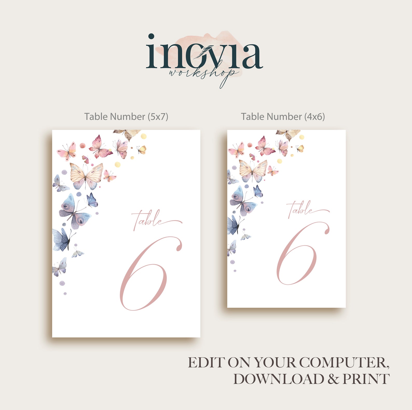 Butterfly Table Number Card Template Printable Table Number - Etsy