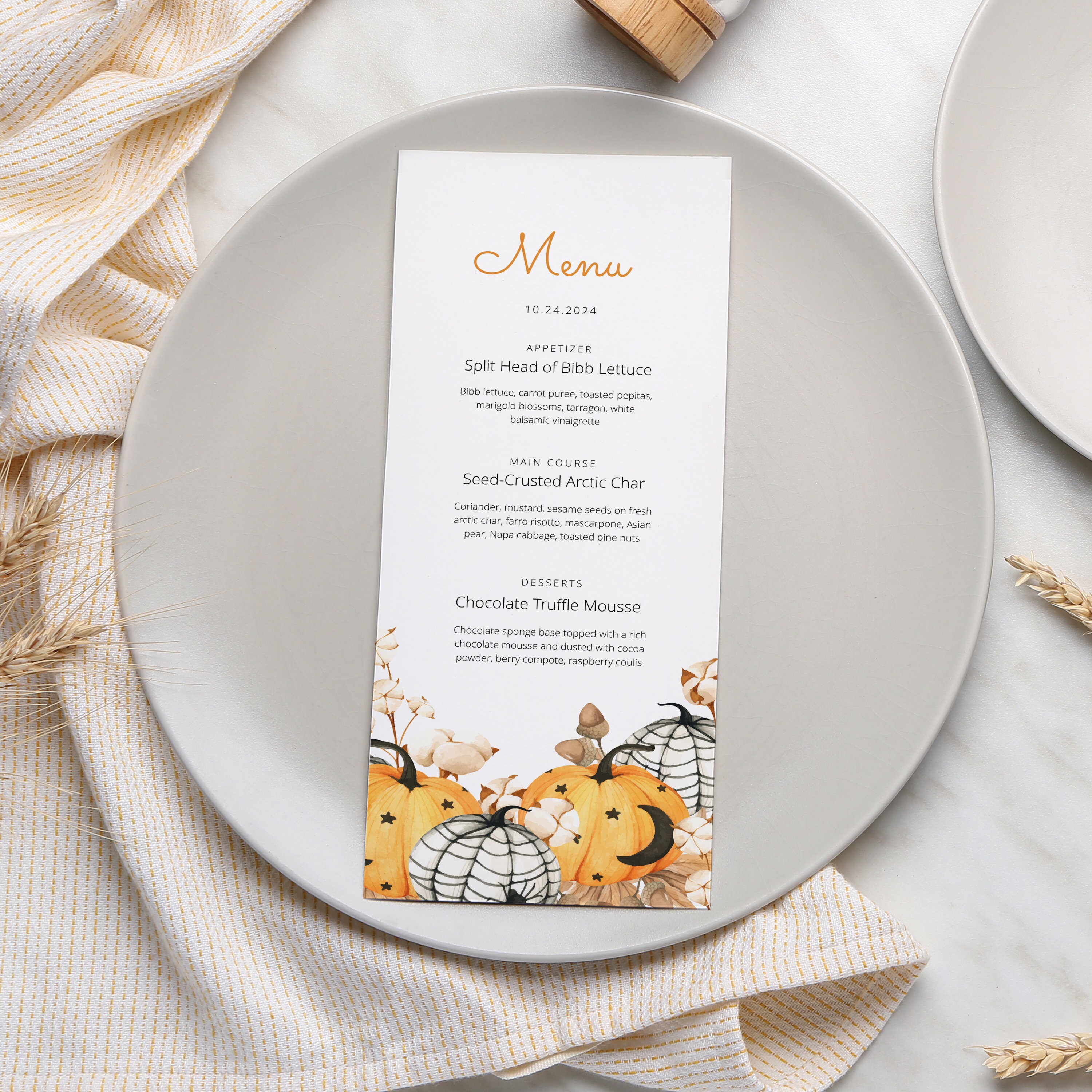 Fall Pumpkin Menu Template , Party Brunch, Dinner,halloween Pumpkin ...