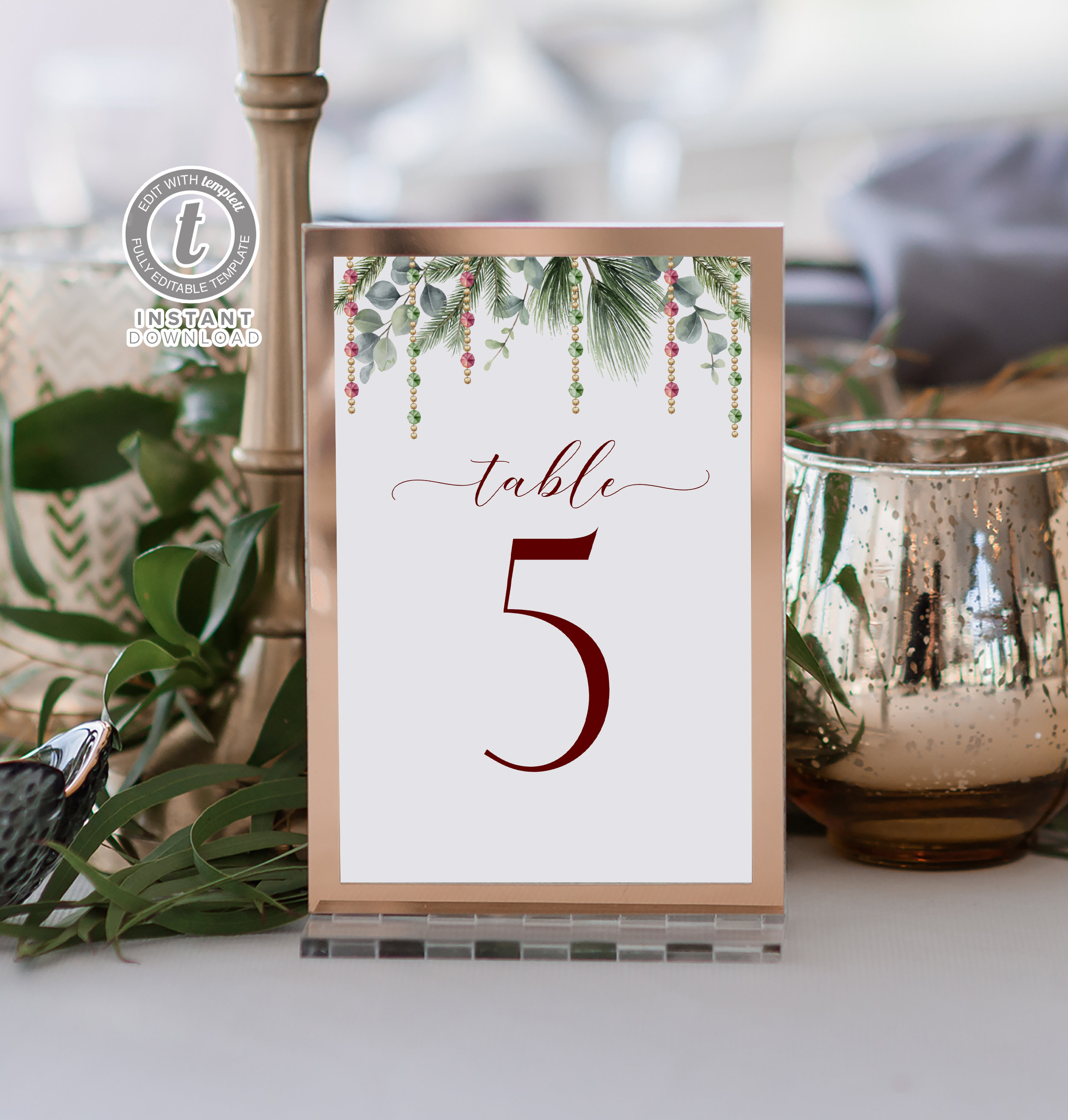 Christmas Printable Table Numbers Template, Holiday Table Numbers ...