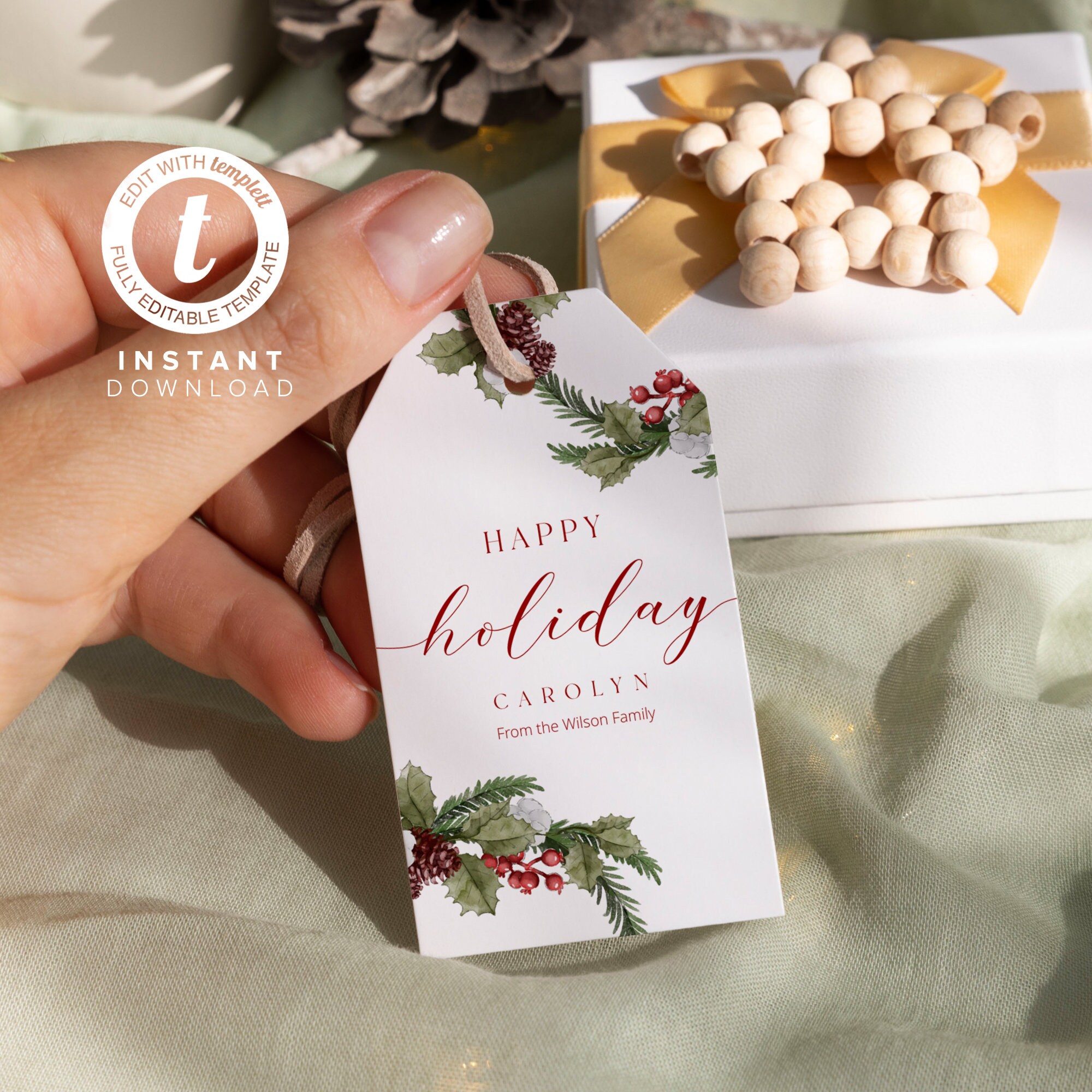 Personalized Editable Christmas Gift Tags Template, Printable Holiday ...