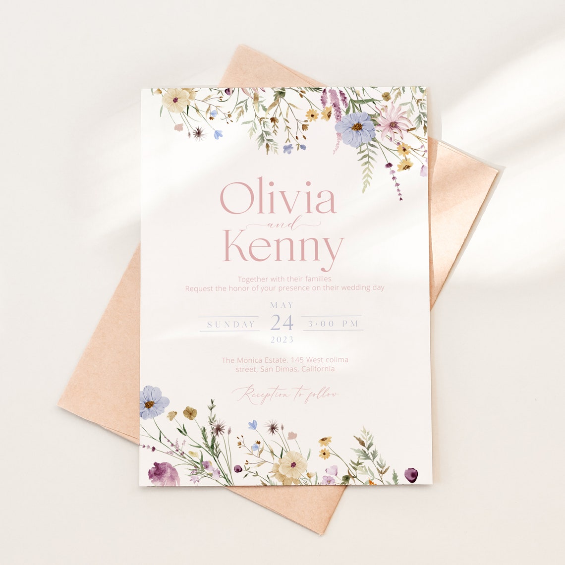 Spring Wildflower Wedding Invitation Suite Template - Etsy