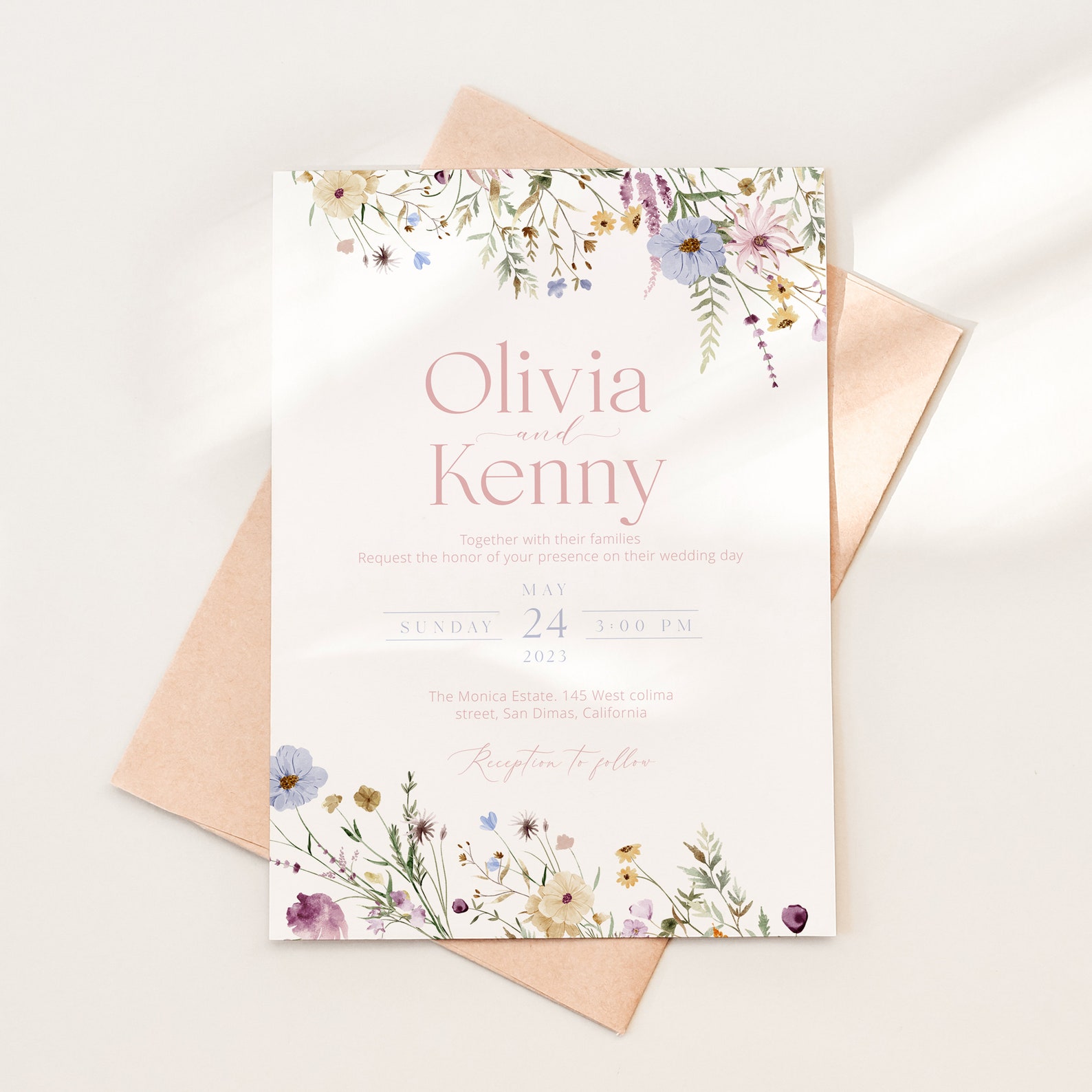 Spring Wildflower Wedding Invitation Suite Template, Wildflower ...