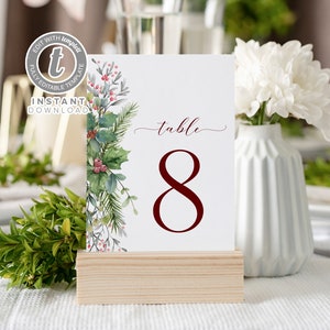 Editable Christmas Table Numbers Template, Holiday Table Numbers ...