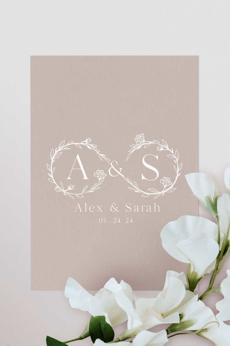 Floral Infinity Wedding Logo Template Editable Wedding Logo - Etsy
