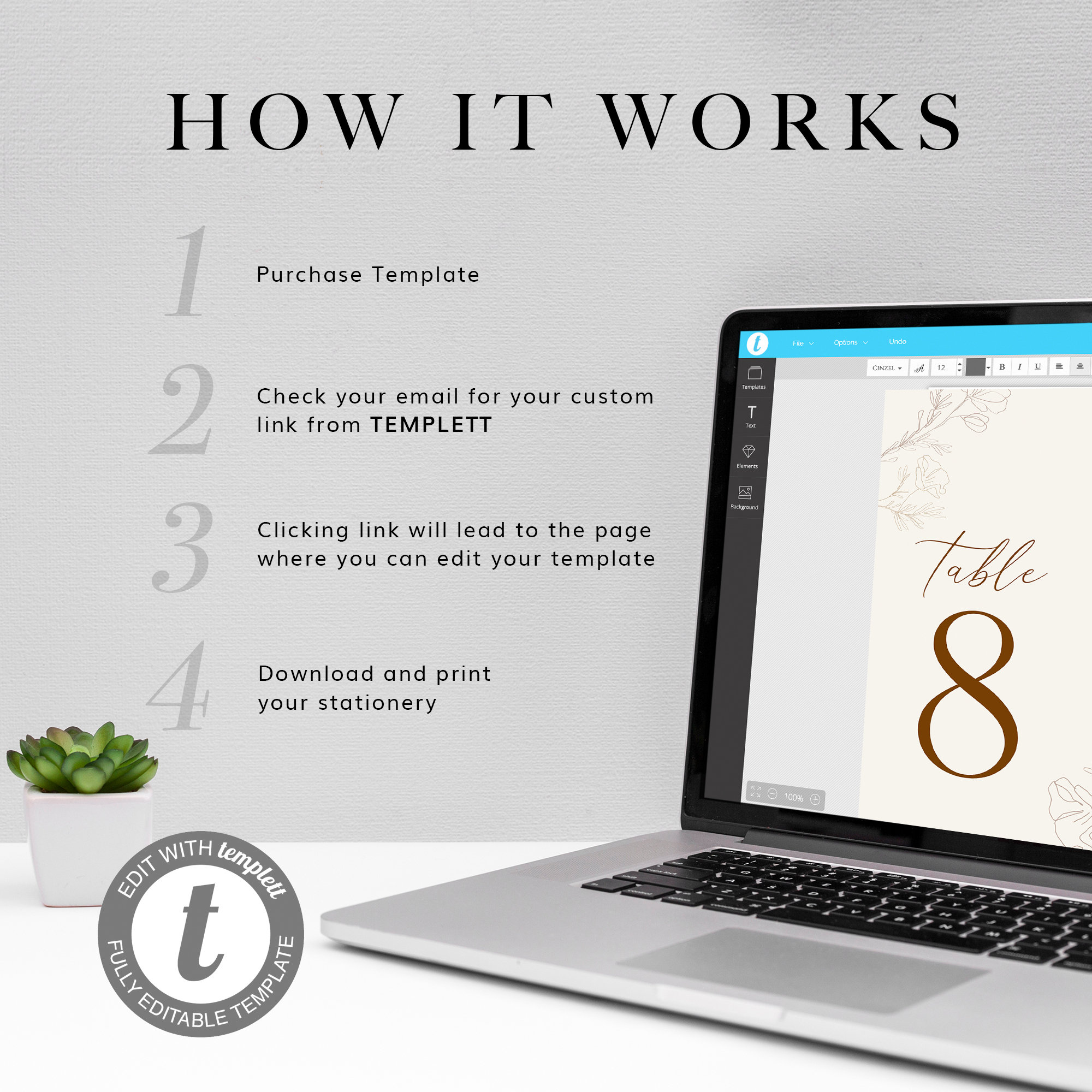 Printable Boho Table Number Card Template, Modern Wedding Table Numbers ...