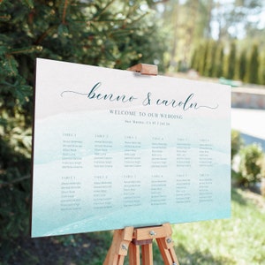 Ocean Beach Sand Wedding Seating Chart Template, Summer Ocean Beach ...