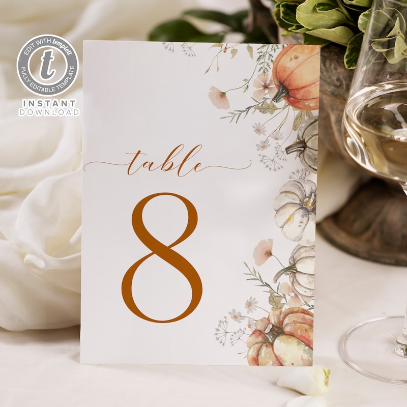 Pumpkin Table Number - Etsy