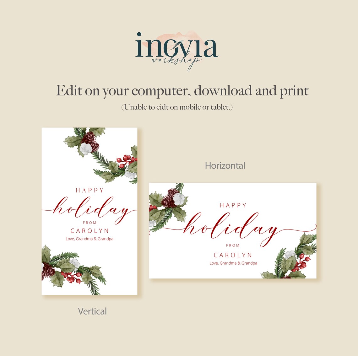 Personalized Editable Christmas Gift Tags Template, Printable Holiday ...