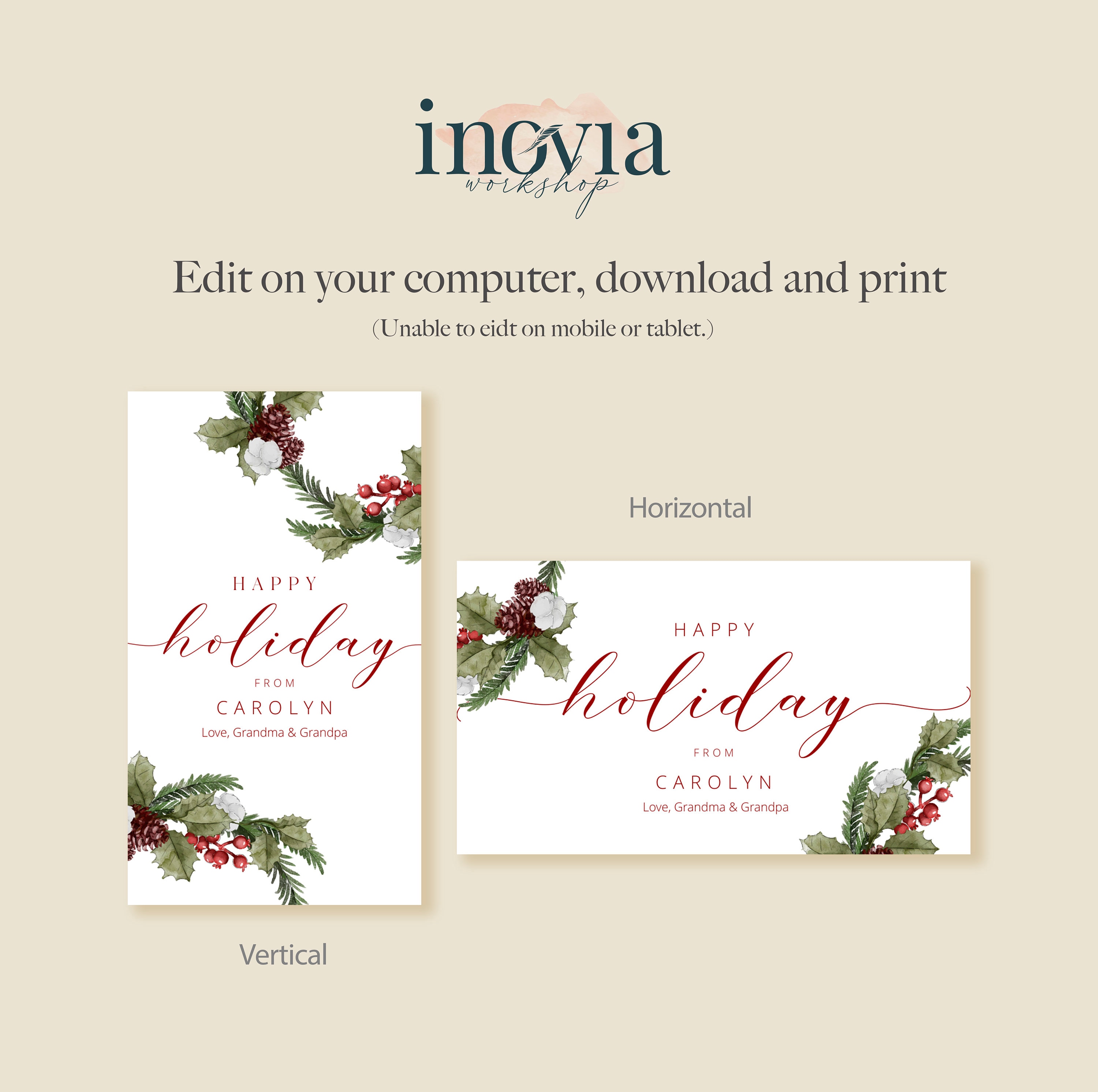 Personalized Editable Christmas Gift Tags Template, Printable Holiday ...