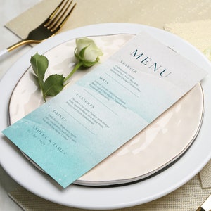 Ocean Sea Beach Wedding Menu Template,beach Sand Wedding Menu Template ...