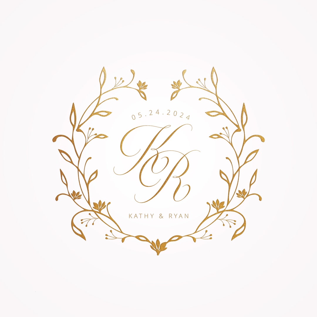 Editable Floral Wreath Logo Template, Wedding Logo Branding, Premade ...