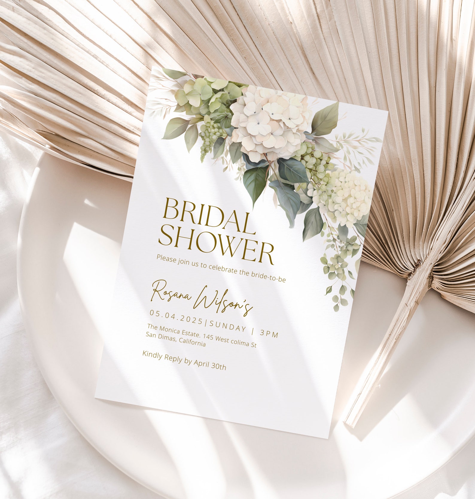 Hydrangea Bridal Shower Invitation Template,floral Bridal Shower Invite ...