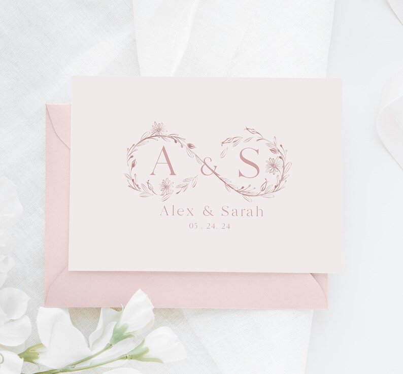 Floral Infinity Wedding Logo,multiple Color Editable Template, Wedding ...