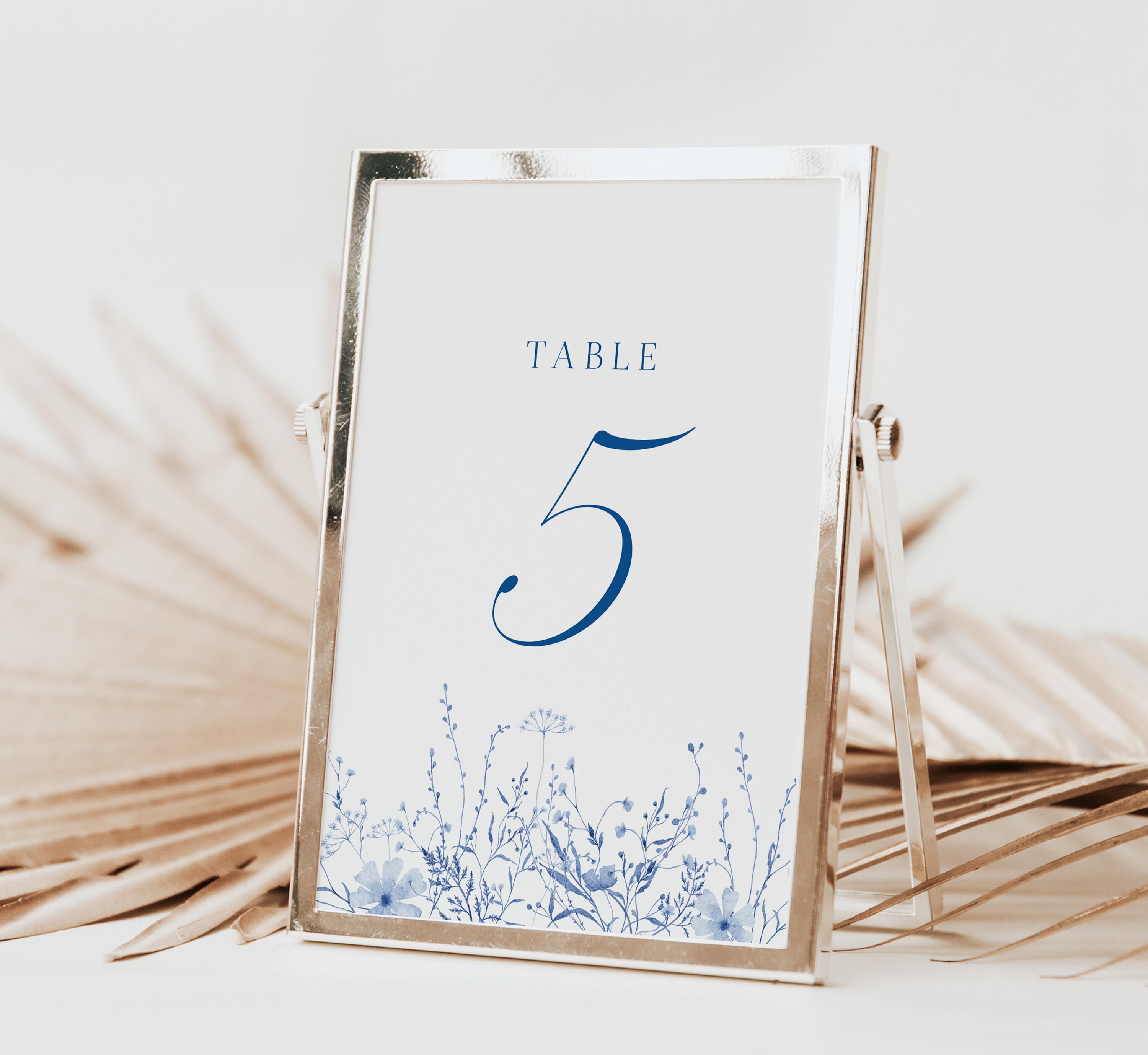 Dusty Blue Wildflower Table Numbers Template,editable Wedding Blue ...