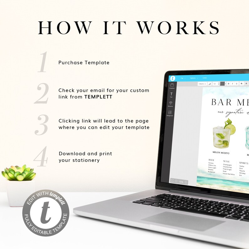 Beach Bar Menu Template, Editable Summer Drink Menu Template, Printable ...