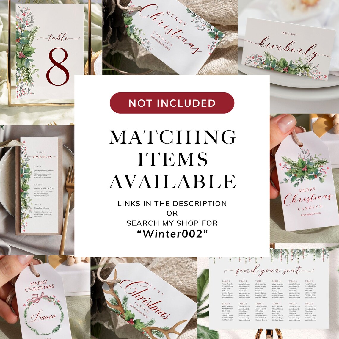 Editable Christmas Table Numbers Template, Holiday Table Numbers ...