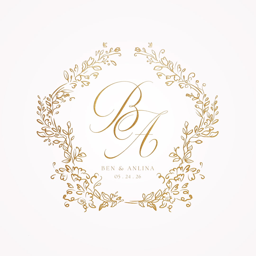 Wedding Logo Design Template,victorian Wedding Crest,wedding Branding ...
