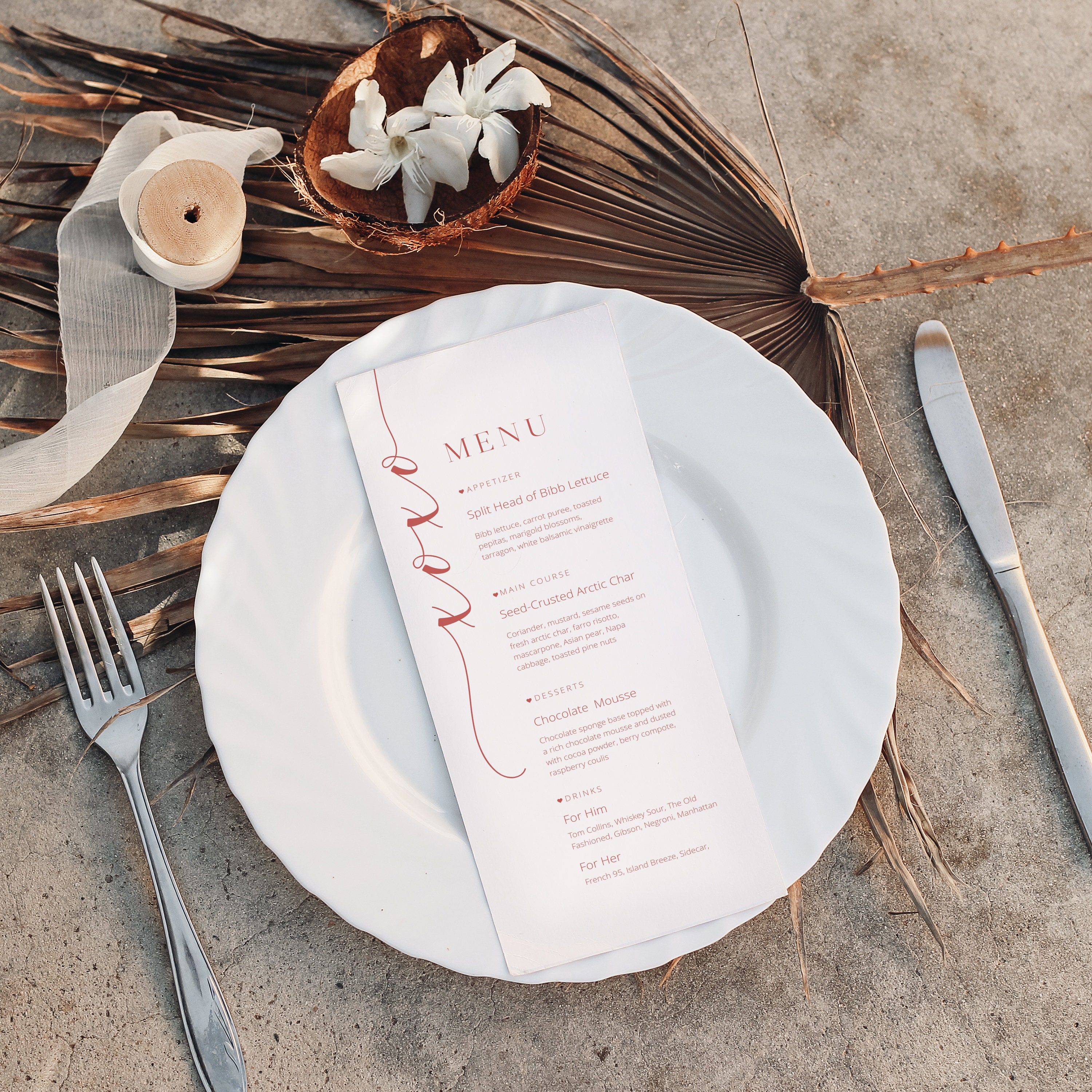 Valentine's Day Menu Template, Galantine's Day Menu, Minimalist ...