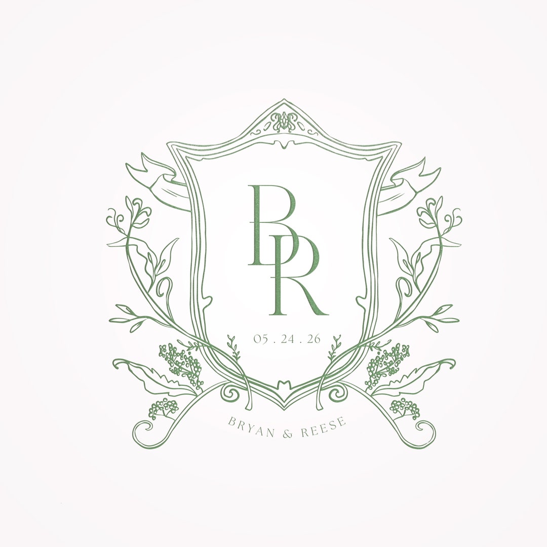 Victorian Wedding Crest,wedding Logo Design Template,wedding Branding ...