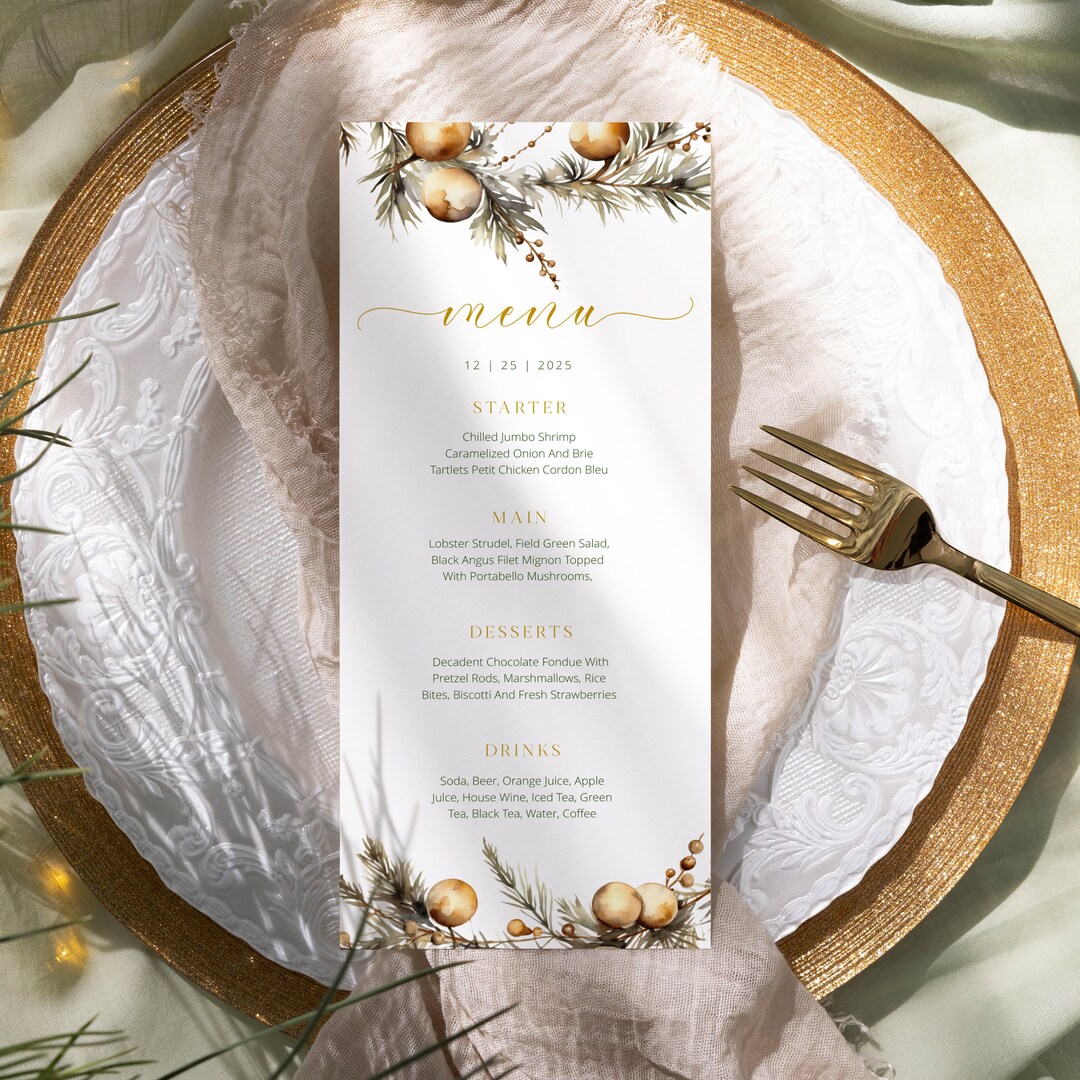Editable Christmas Menu Template, Christmas Ornaments Menu, Printable ...