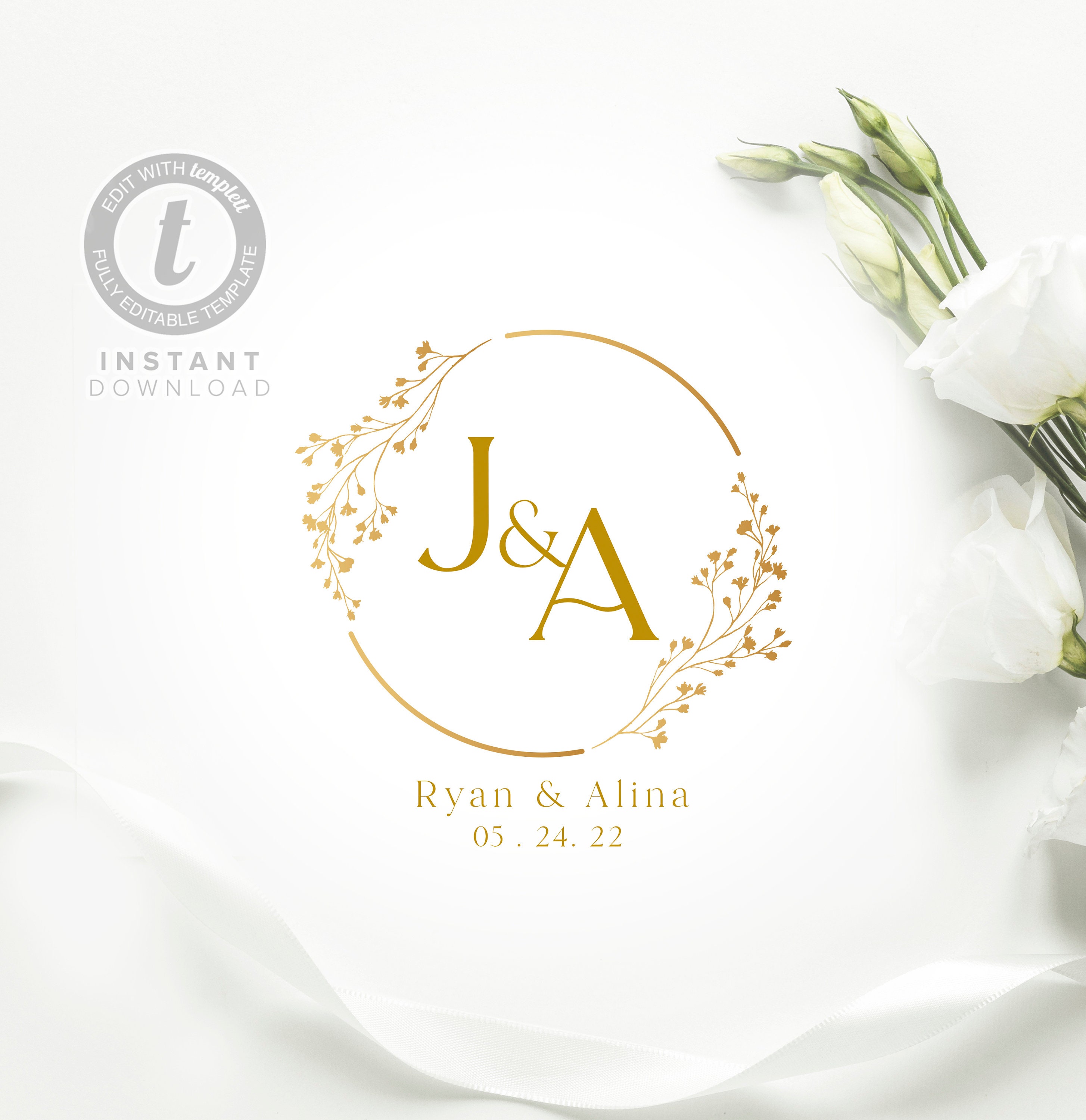 Multiple Color Floral Wedding Logo,editable Template, Wedding Monogram ...
