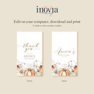 Fall Little Pumpkin Favor Tags, Tags for Baby Shower Favors, Fall Gift ...