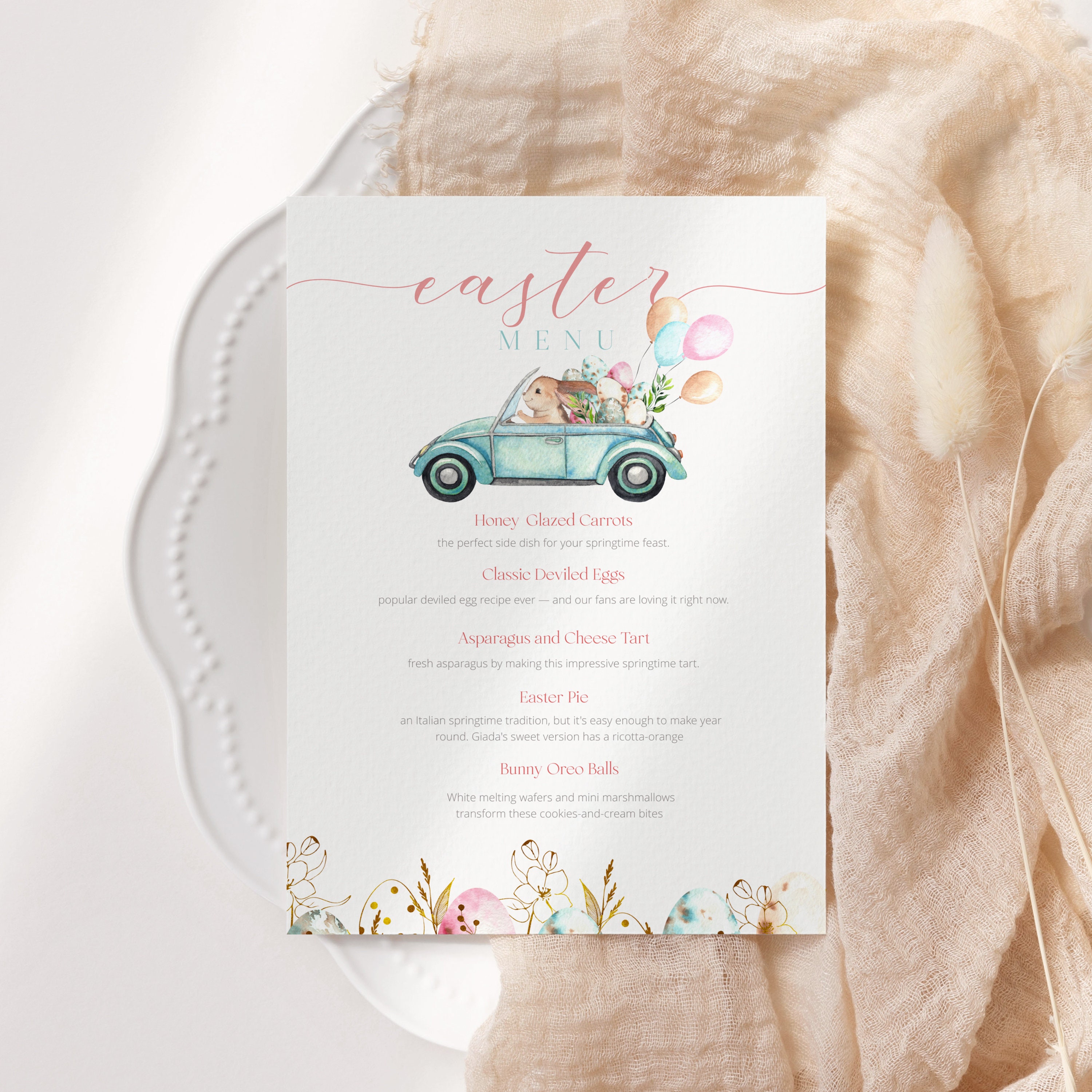 Easter Menu Template, Easter Brunch Menu, Bunny Printable Menu ,easter ...