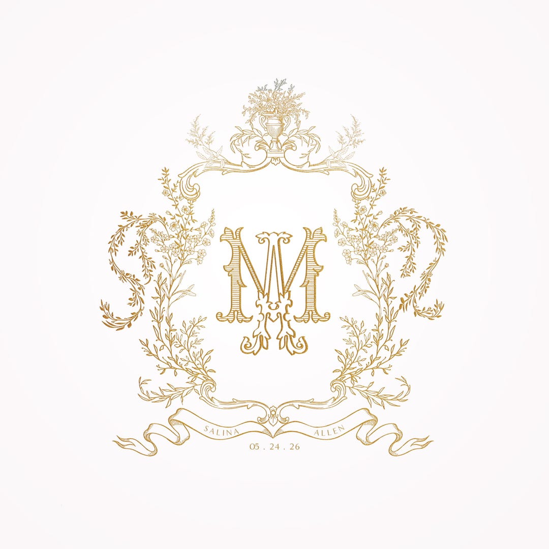Vintage Wedding Crest, Vintage Monogram Logo Design Template,wedding ...