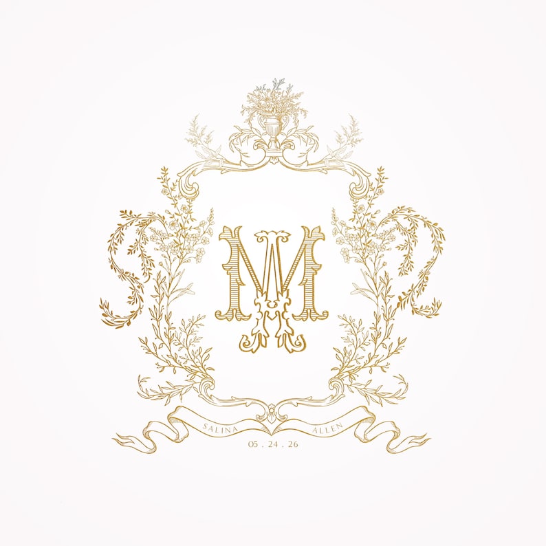 Vintage Wedding Crest, Vintage Monogram Logo Design Template,wedding ...
