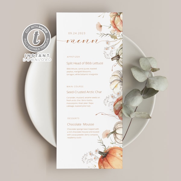 Wedding Menu Cards - Etsy