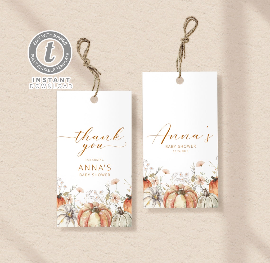 Fall Little Pumpkin Favor Tags, Tags for Baby Shower Favors, Fall Gift ...