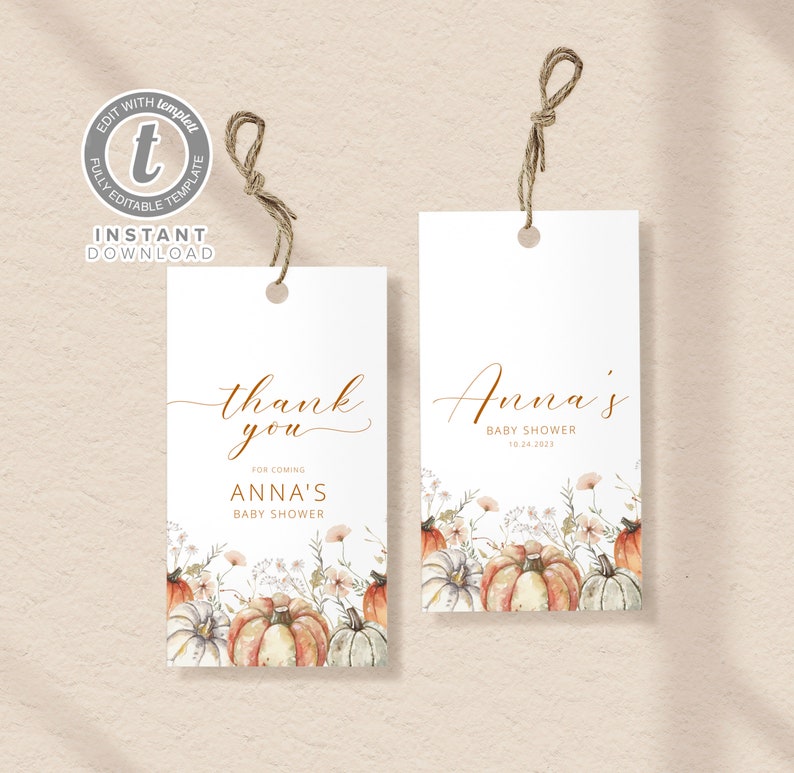 Fall Little Pumpkin Favor Tags, Tags for Baby Shower Favors, Fall Gift ...