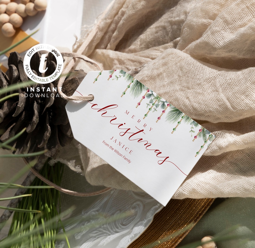 Editable Christmas Gift Tags Template, Personalized Printable Holiday ...