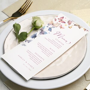 Butterflies Menu Card Editable Party Table Menus Template,baby Shower ...