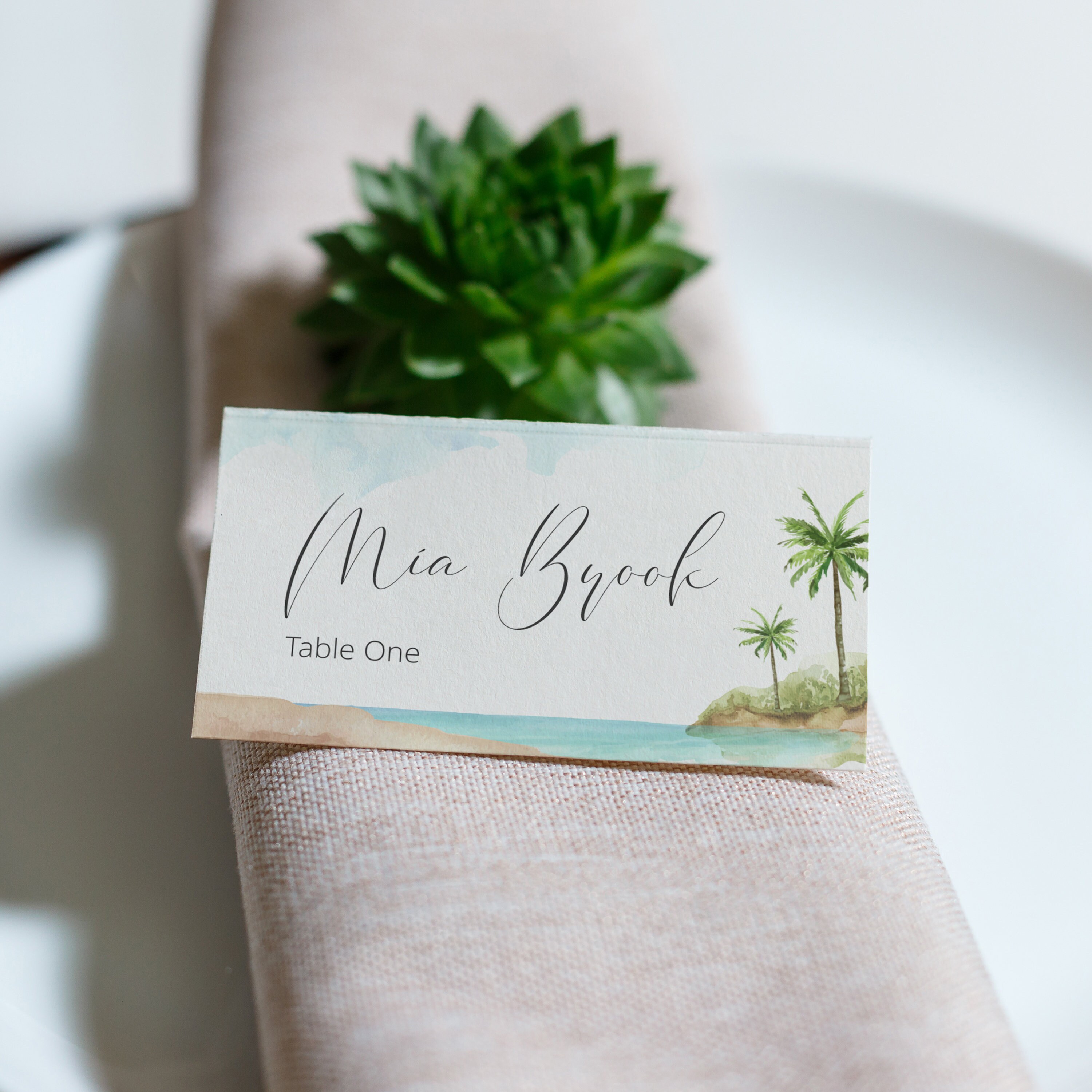 Ocean Beach Theme Place Card Template,summer Beach Card Template ...